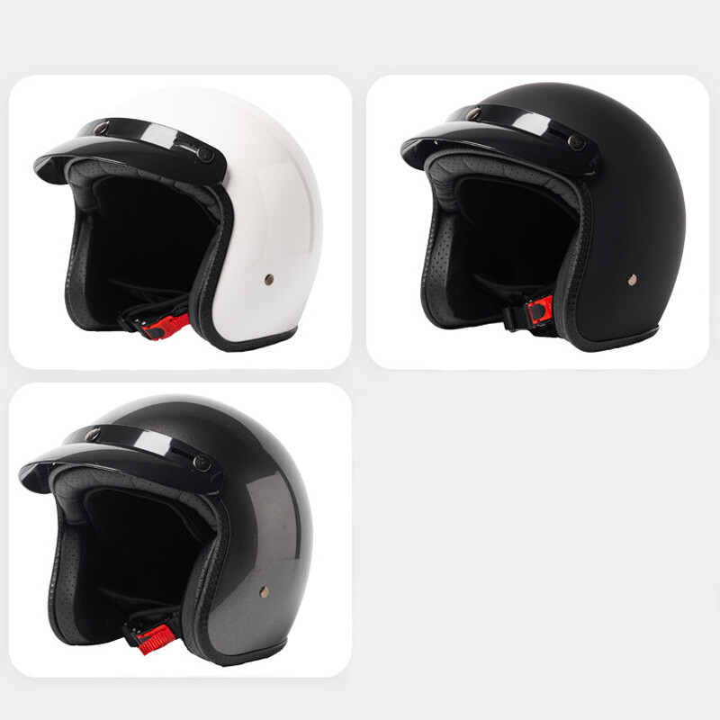 Vintage Fiberglass Motorcycle Helmets Open Face 3/4 Scooter Helmet with ...