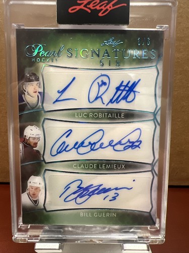 2020 leaf pearl signatures Six Robitaille, Lemieux, Carbonneau, Olczyk ...