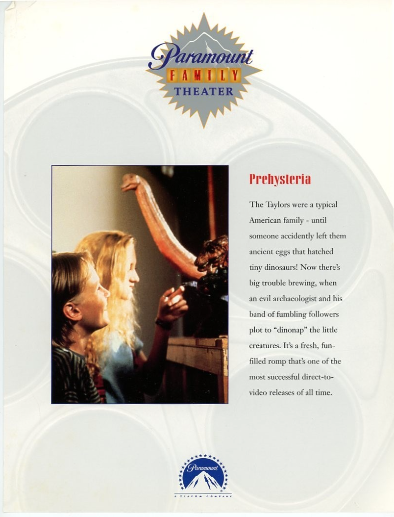 Prehysteria 1 & 2 Paramount Family Theater Press Release Cast List ...