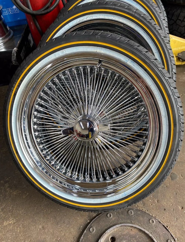 22" 150 SPOKES WIRE WHEELS 22x8 STANDARD VOGUE TIRES IMPALA MONTE CARLO ...
