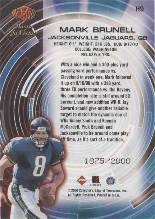 2000 Collector's Edge Masters Mark Brunell #H9 for sale | eBay