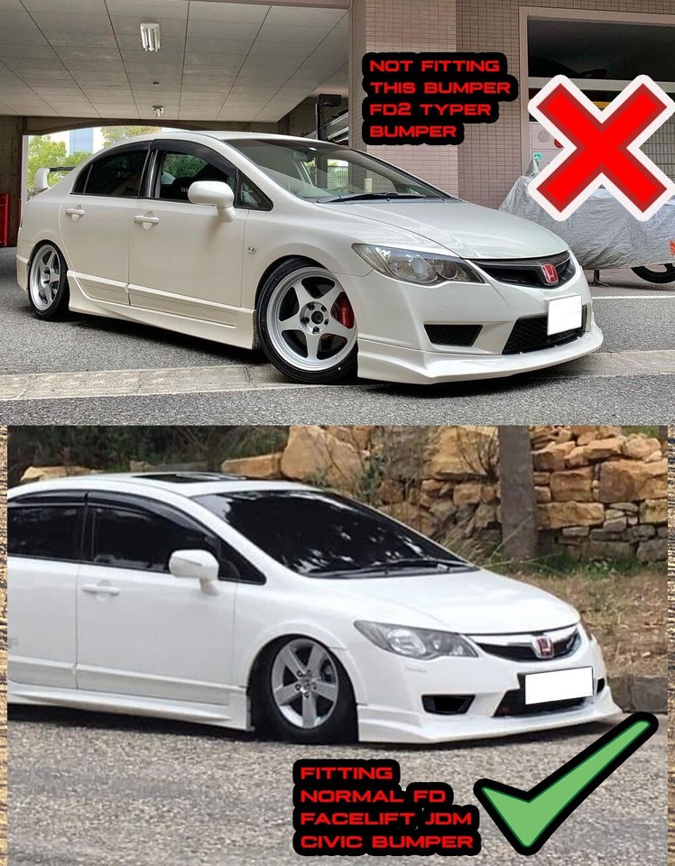 JDM HONDA Civic 8th Gen Fd Front Bumper Lip Type R PLASTIC 2009 2012 ...