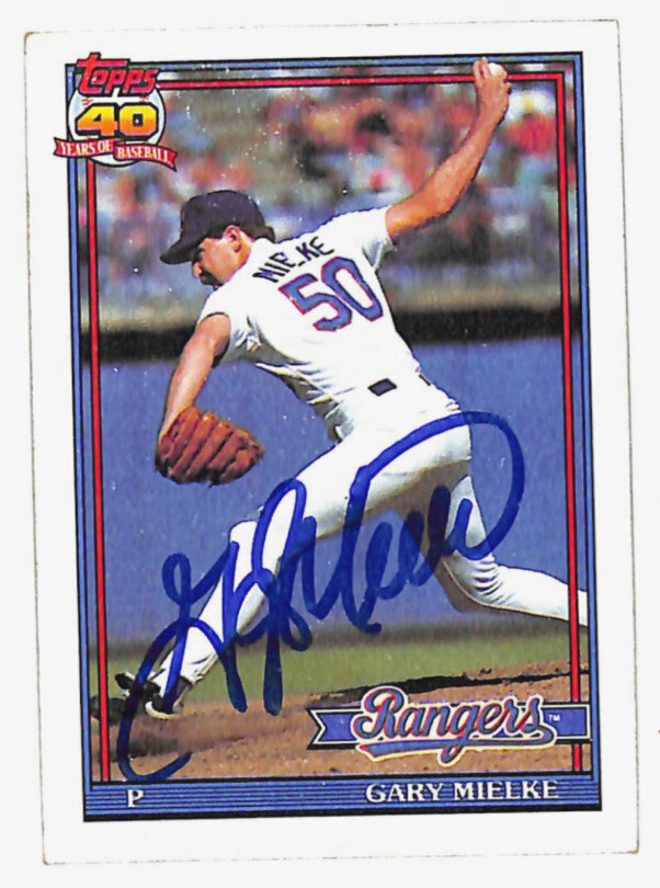 Gary Mielke signed auto 1991 Topps 54 card Rangers Historic Autographs ...