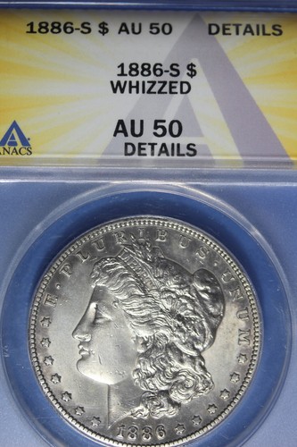 1886 S ANACS AU50 DETAILS WHIZZED MORGAN SILVER DOLLAR #B49962 | eBay