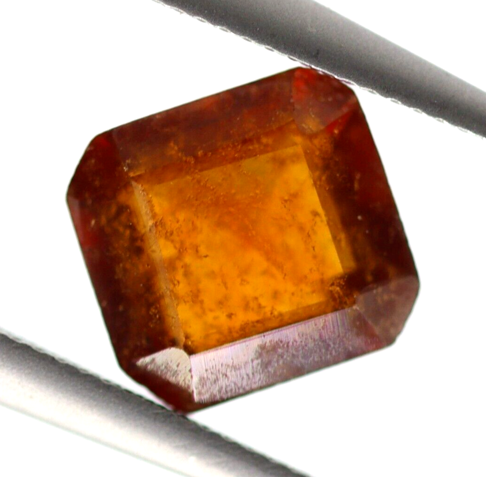 Loose Square Cut Untreated Natural Brown Hessonite Garnet Gemstone 1.77 ...