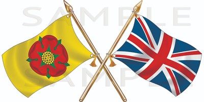 Medium Lancashir Rose / Union Jack Crossed Flags Sticker Truck Car ...