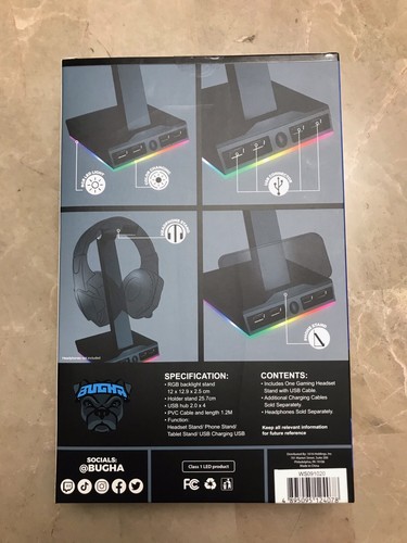 NEW BUGHA LED Video Gaming Headset Stand With 4 USB Ports Backlight ...