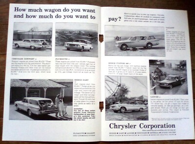 1962 Chrysler Dodge Dart Lancer Plymouth Valiant Wagons 2-Page Print Ad ...
