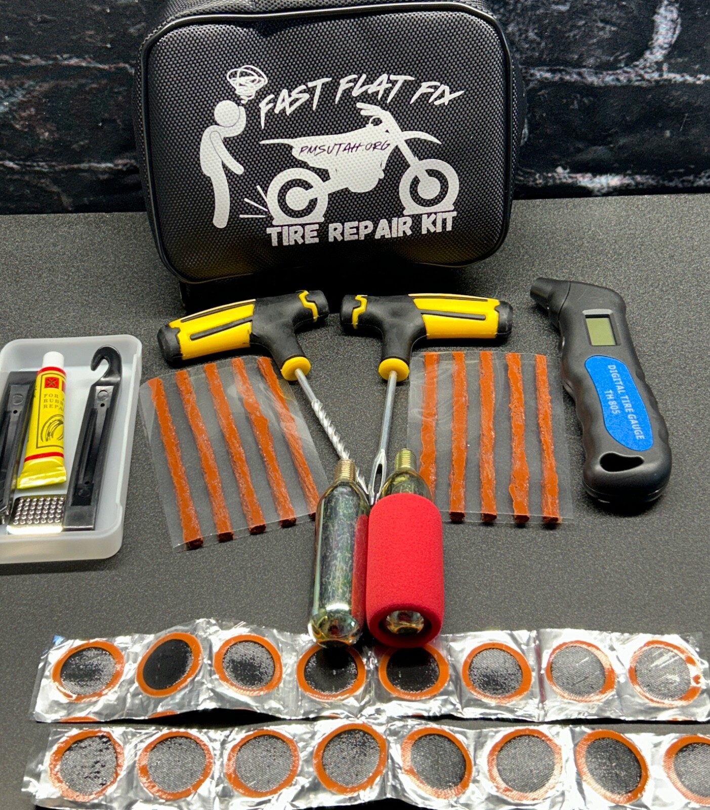 Motorcycle Dirt Bike Tire Repair Kit Tube Patch Plug CO2 Enduro Trail ...