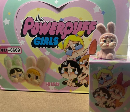 Labubu PowerPuff 1 Pc Flocking Series Blind Box Mini Figurines Box (1 ...