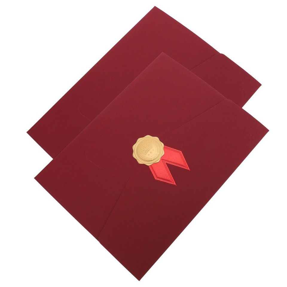 2pcs Delicate Paperboard Diploma Holders Letter of Commendation Folding ...