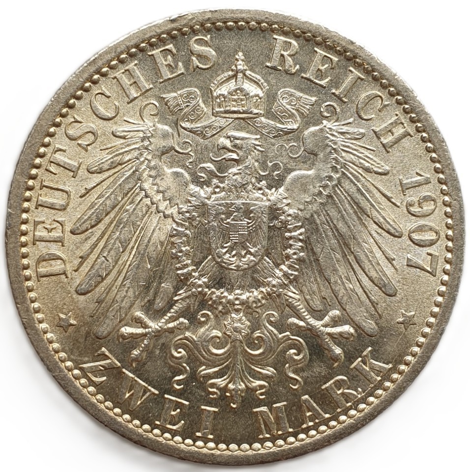 Zwei Mark 1907 A Wilhelm II Kaiser König Preussen Deutsches Reich ...