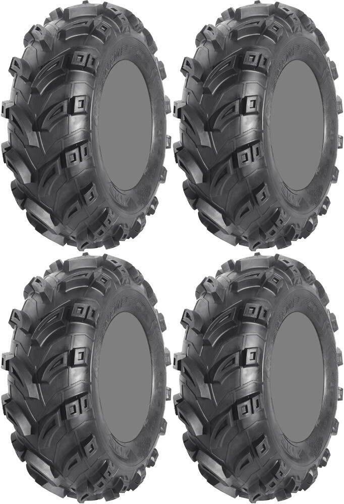 Set of 4 AMS Swamp Fox Plus Tires 25x8x12 25x10x12 ATV UTV Mud Snow 1.2 ...