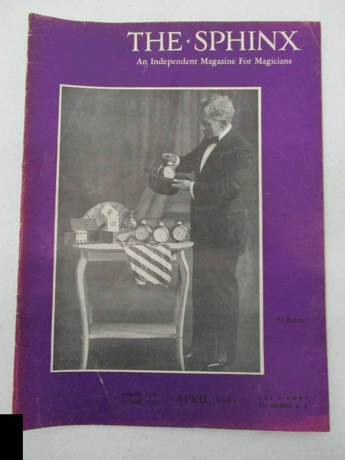 THE SPHINX MAGAZINE APRIL 1944 AL BAKER VOLUME 43 #2 MAGIC MAGICIAN ...