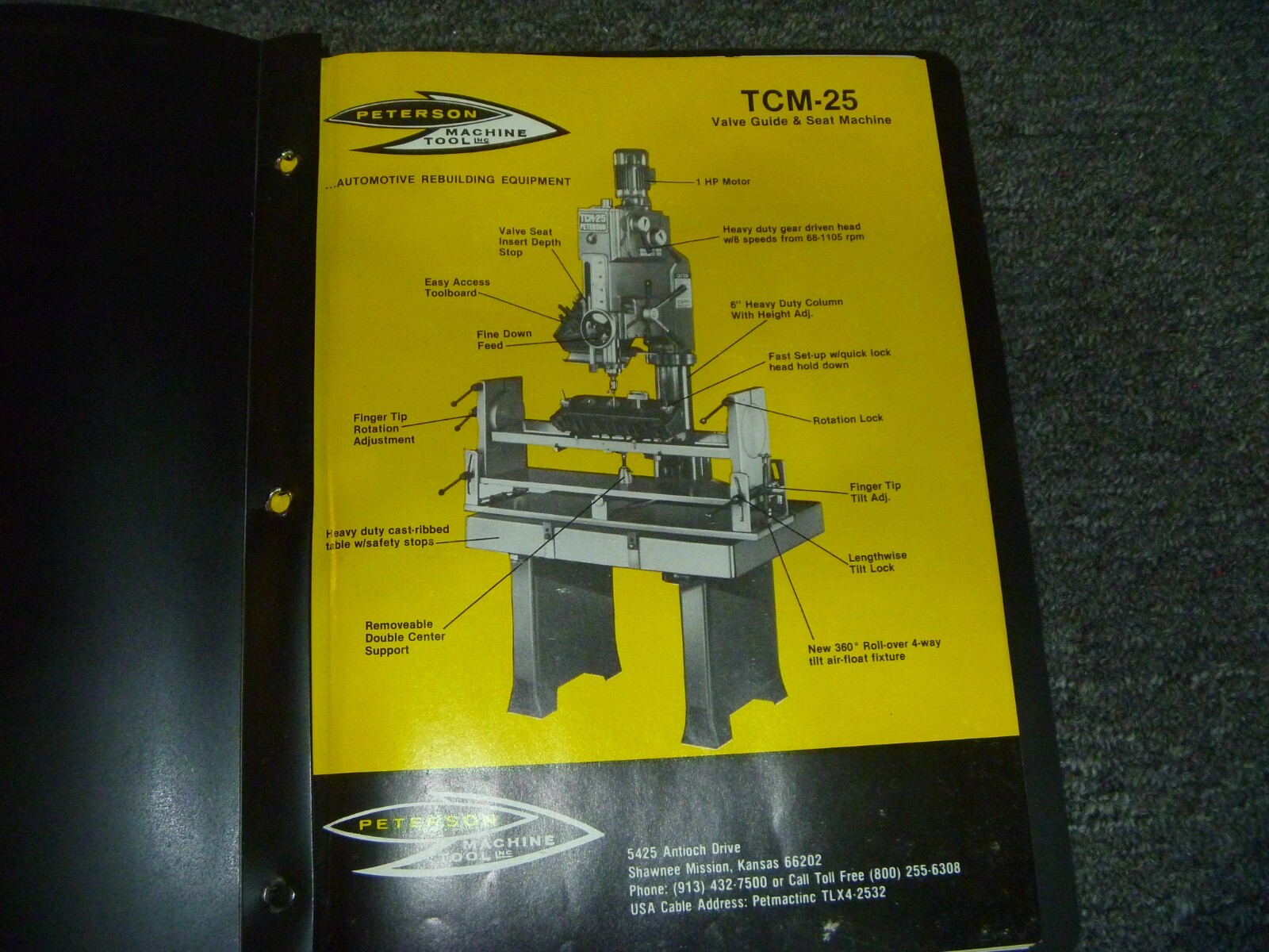 Peterson TCM-25 Valve Guide & Seat Machine Owner Operator Instruction ...