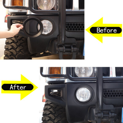 Front Fog Lamp Decorative Frame ABS Matt Black 2PCS For Hummer H3 2005 ...