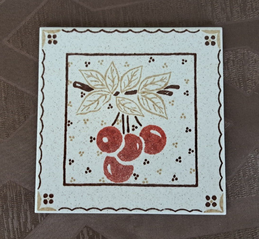 Vintage Ceramic Tile Trivet Cherry Branch Ceramica S. Marco Made in ...