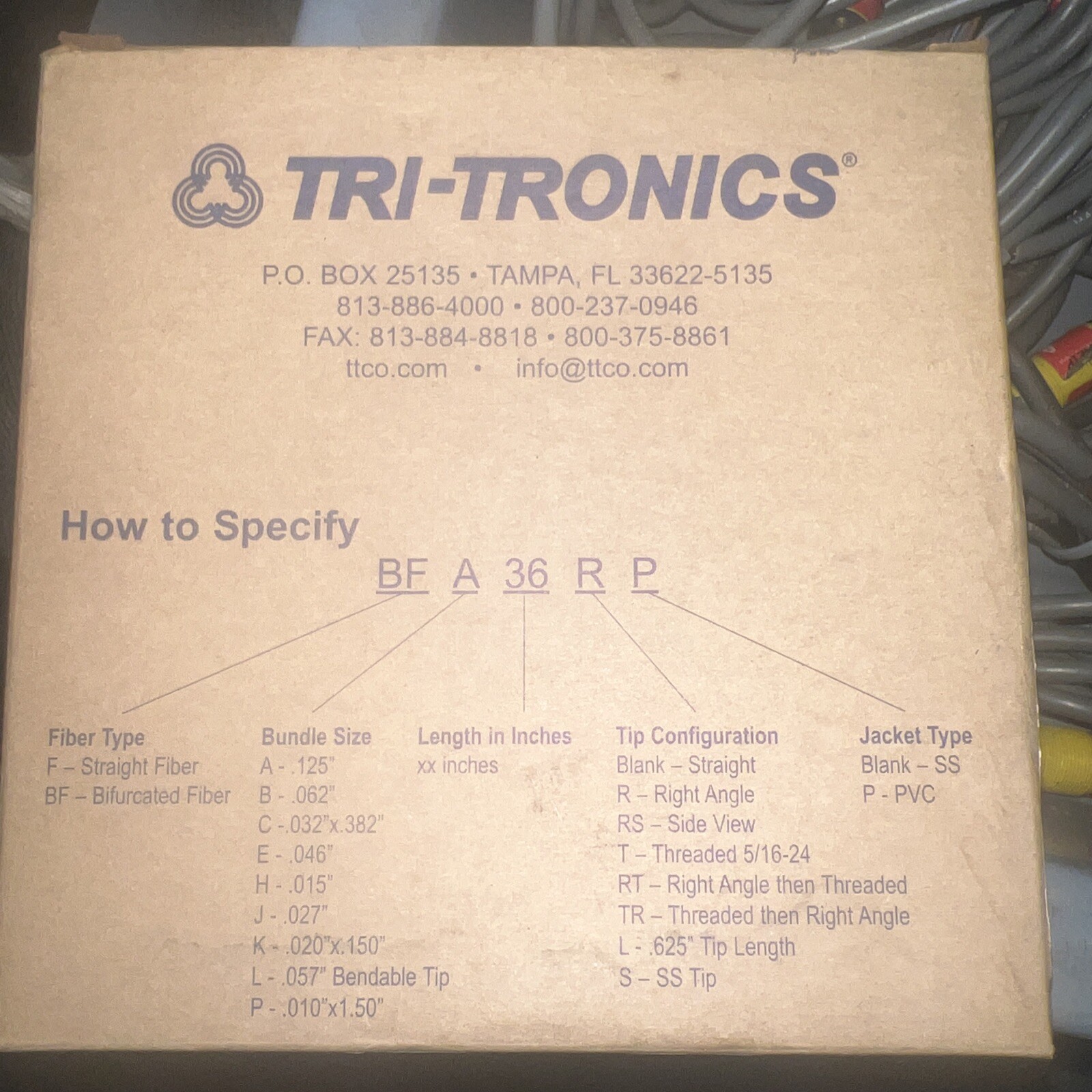 TRI-TRONICS F-A-36RT 15596 FIBER OPTIC LIGHT GUIDE 36 (J1L) | eBay