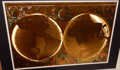HENR HONDIO NOVA TOTIVS TERRARVM ORBIS GOLD FOIL MAP OF THE WORLD | eBay