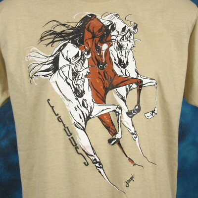 NOS vintage 80s EQUUS HORSE T-Shirt LARGE/XL wild nature animal single ...