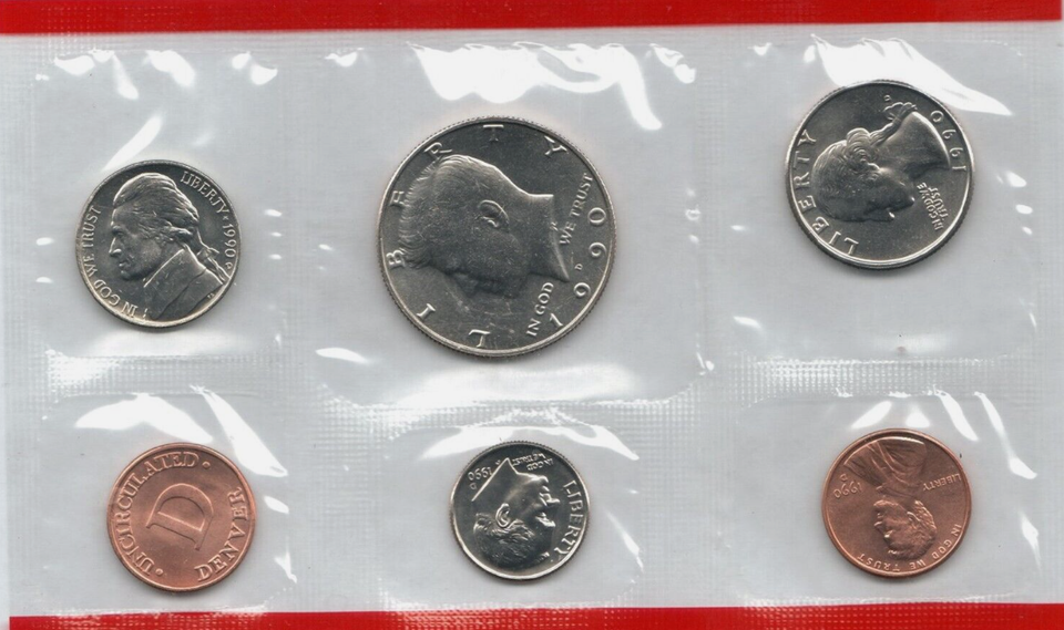 US coin sets 1961 1964 1990 1996 Mint Silver UNC only official blister ...