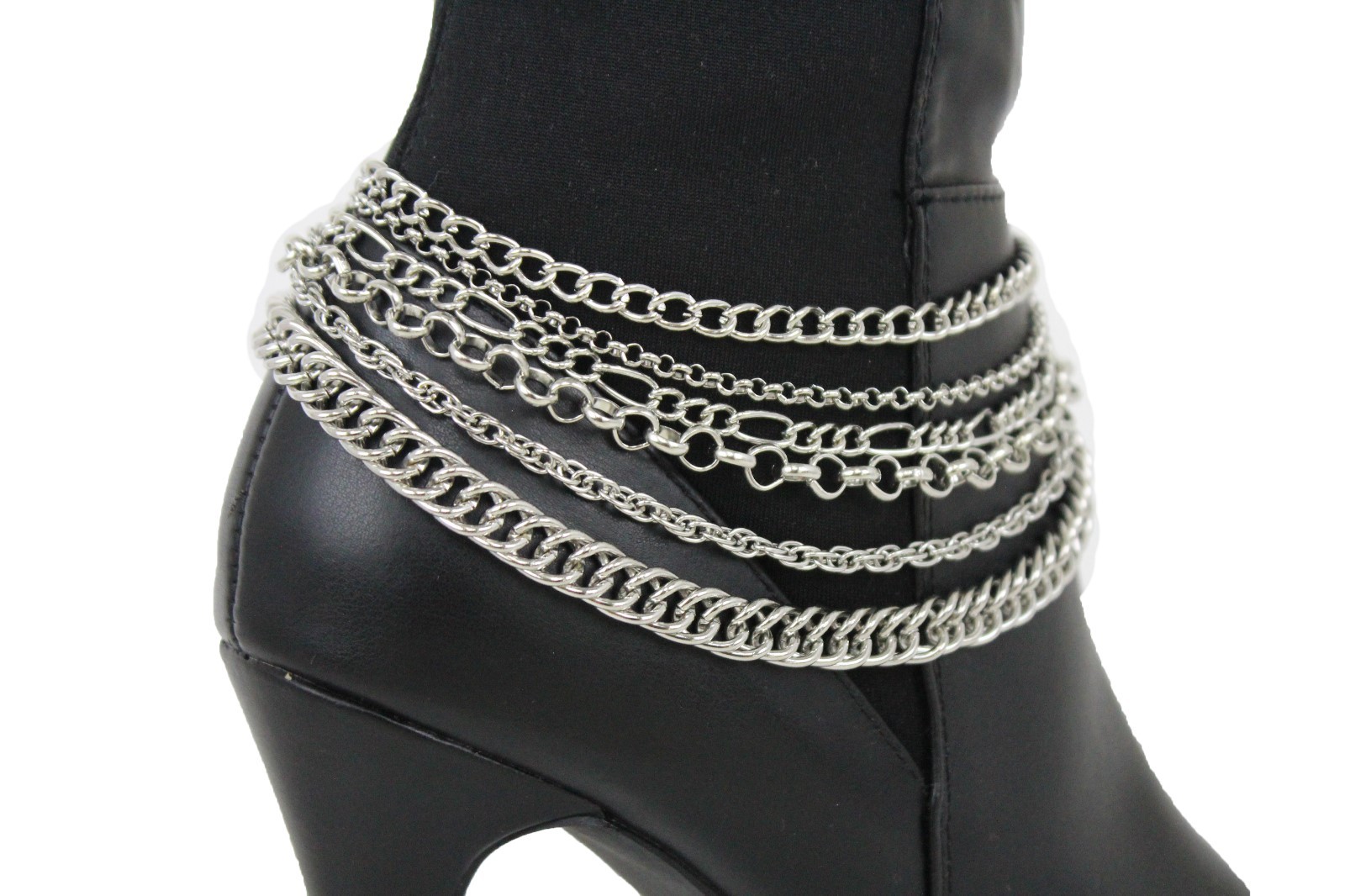 Women Boot Bracelet Silver Metal Chain Multi Strand Anklet Shoe Beach ...