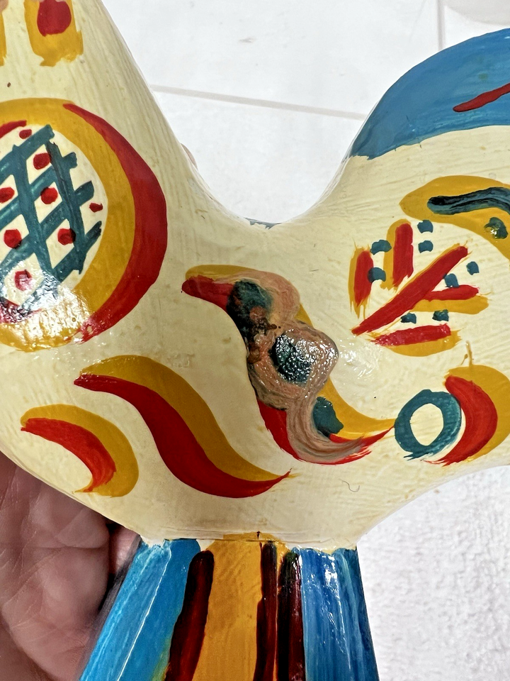 Colorful Vintage Swedish Dala Rooster 6 1/4" Hand Painted Wood Chicken ...