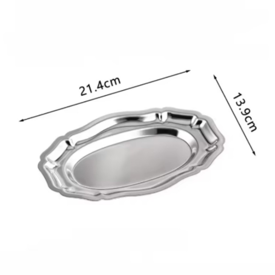Stainless Steel Nordic Dessert Tray with Intricate Lace Edge 25.8x16x1 ...