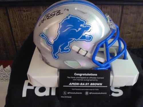 FANATICS AMON-RA ST BROWN DETROIT LIONS SIGNED MINI HELMET - NFL | eBay
