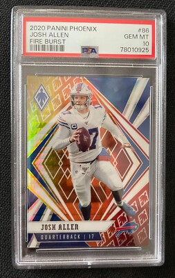 2020 Josh Allen Panini Phoenix Fire burst PSA10 Gem Mint Buffalo Bills ...