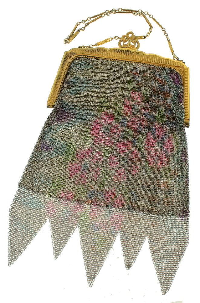 Antique Victorian Fringe Colored Mesh Purse Ornate Frame Chain Stunning ...