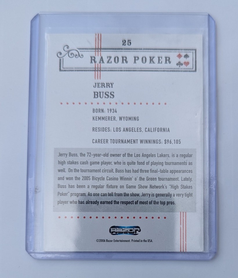 Dr. Jerry Buss Autographed Razor Poker Card! LA Lakers Legendary Owner ...