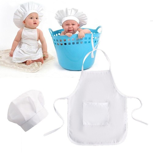 Multifunctional Photography Prop Baby Chef Apron Hat Kids Costumes Cook ...