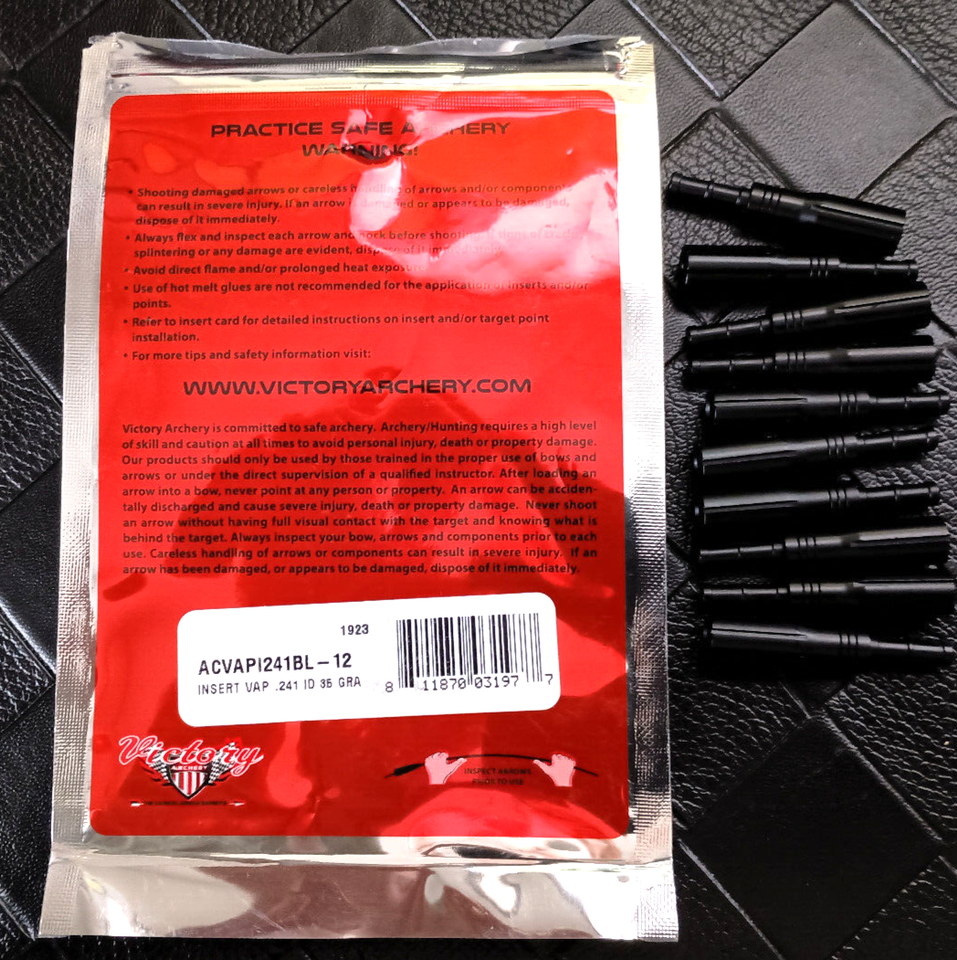10pk Victory VAP Shok 35 gr. Black Arrow Insert 250, 300 Spine ...