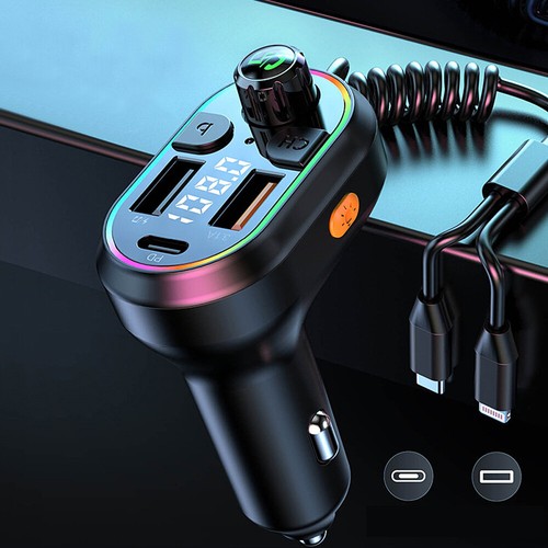 1x Bluetooth 5.0 Car FM Wireless Transmitter Fast Charge Type-C ...