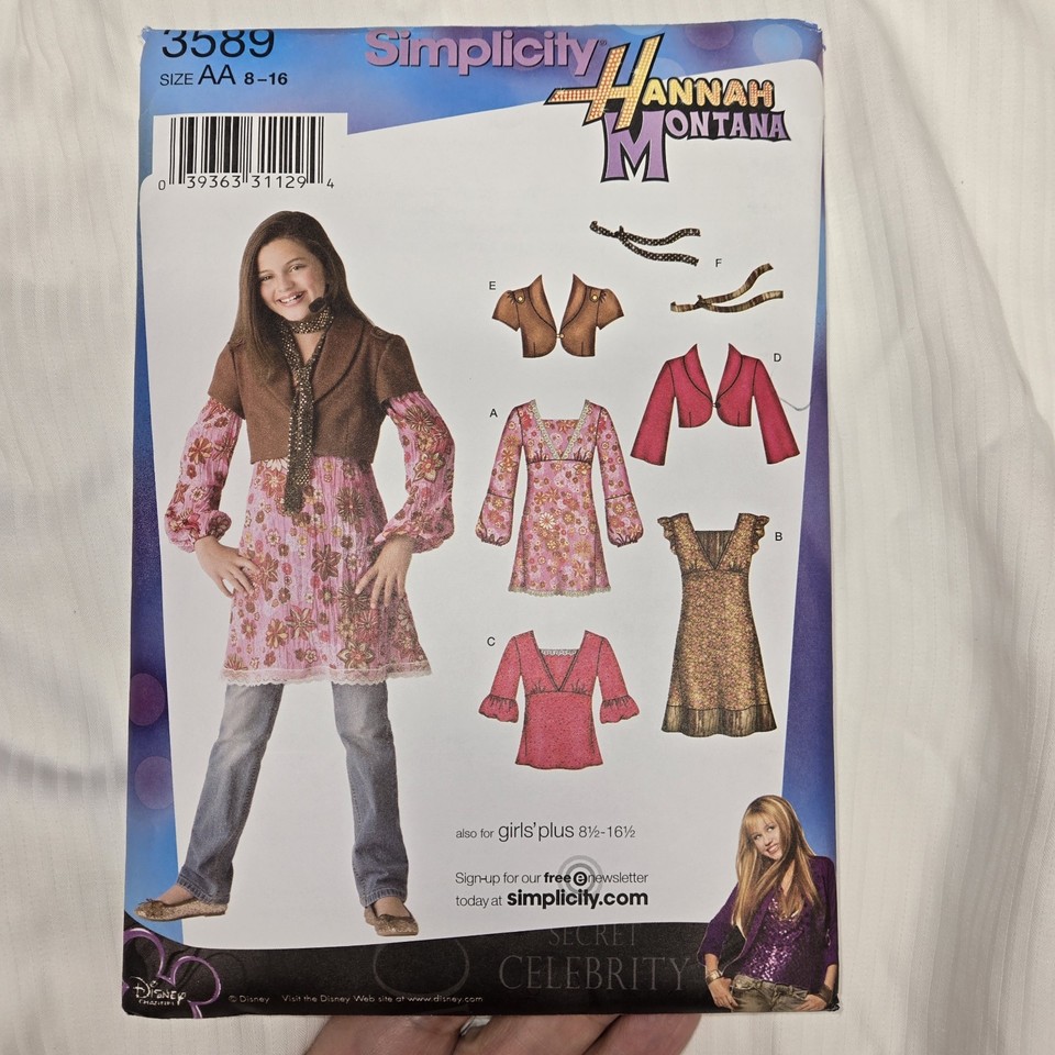 Disney Uncut Hannah Montana Girls Sewing Patterns #3515 & 3589 Sz 8-16 ...