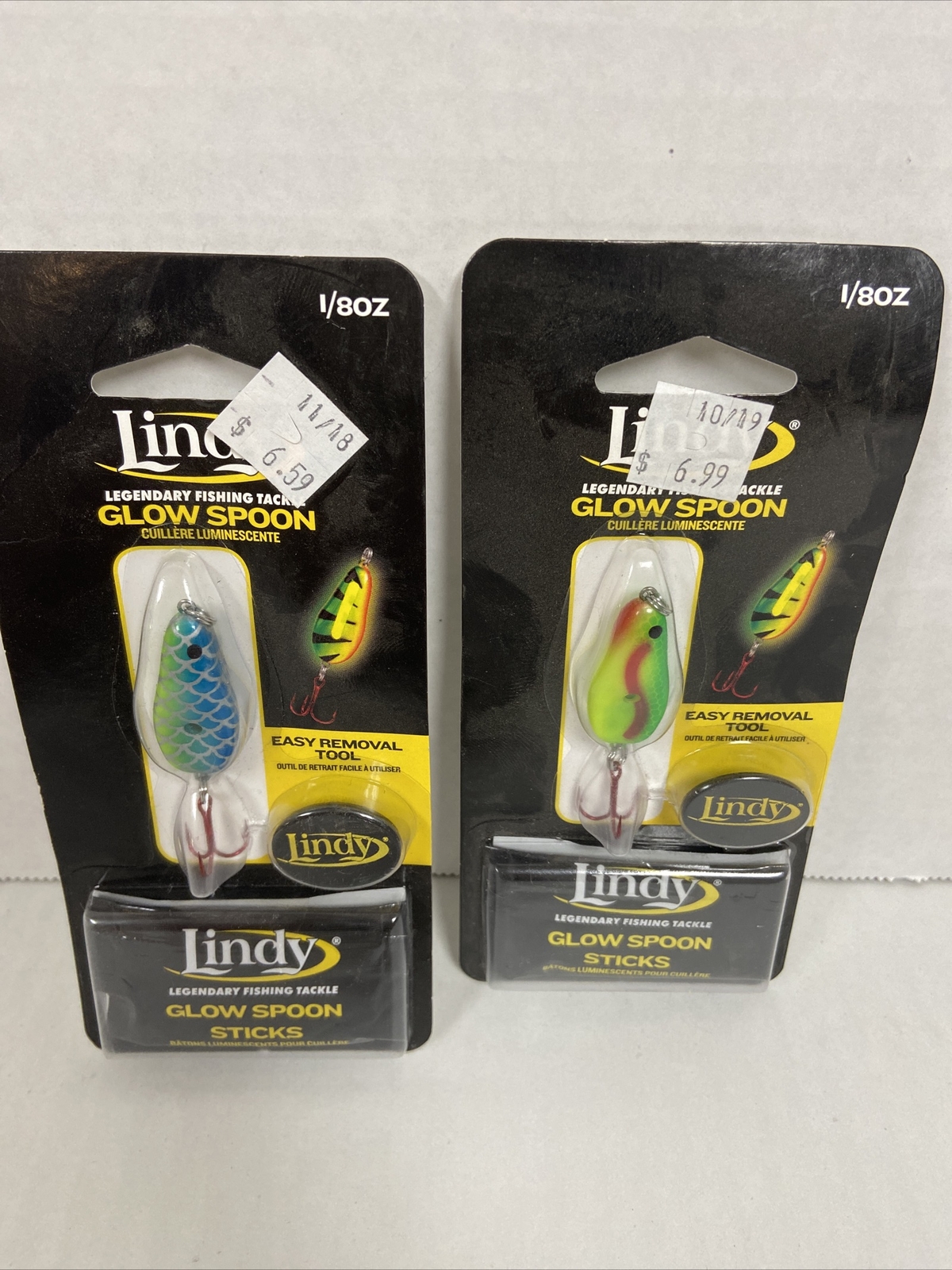 lindy 1/8th oz glow spoon(2) chrt bloodline and emarald with glow spoon ...