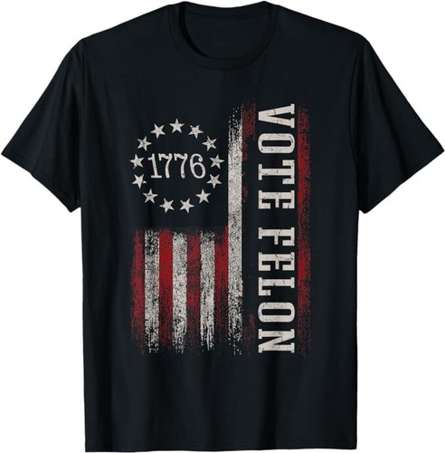 Vote Felon Trump 2024 45 and 47 Funny Vote For The Felon T-Shirt, Size ...