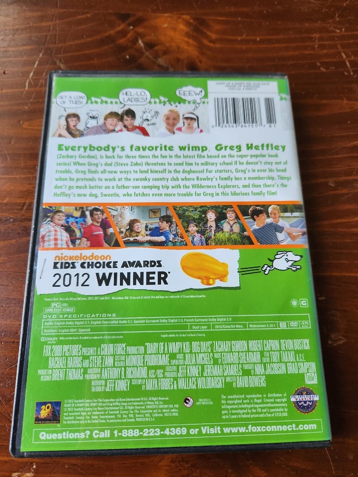 Diary of a Wimpy Kid Dog Days (DVD, 2012) | eBay