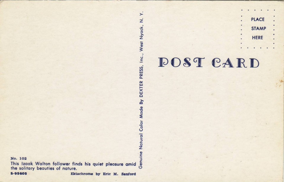 Vintage Postcard Fishing MAN FISHING ON RIVER - DEXTER PRESS, INC ...