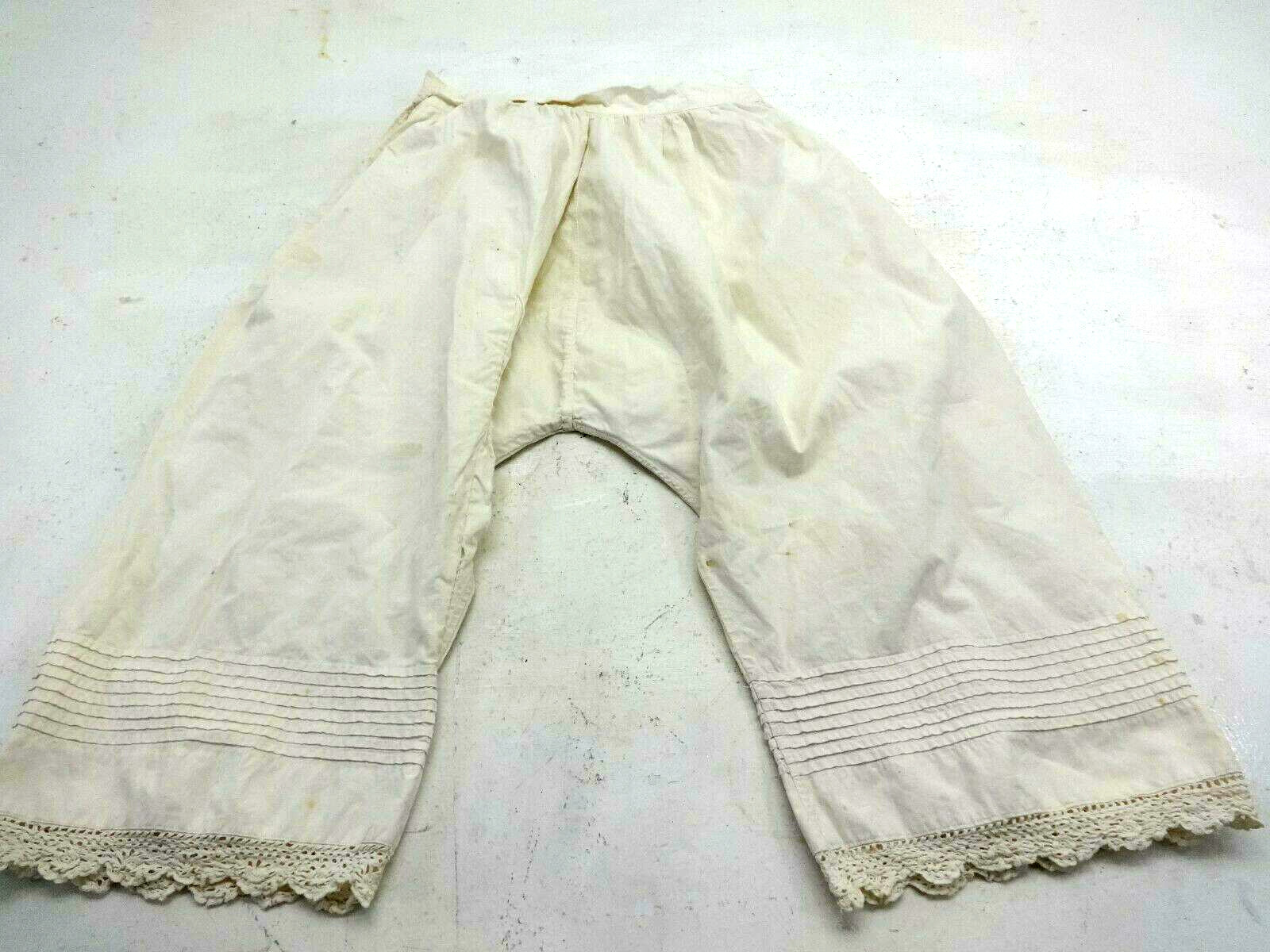 ANTIQUE MUSLIN LACE TRIMMED BLOOMERS PANTALOONS VINTA… - Gem