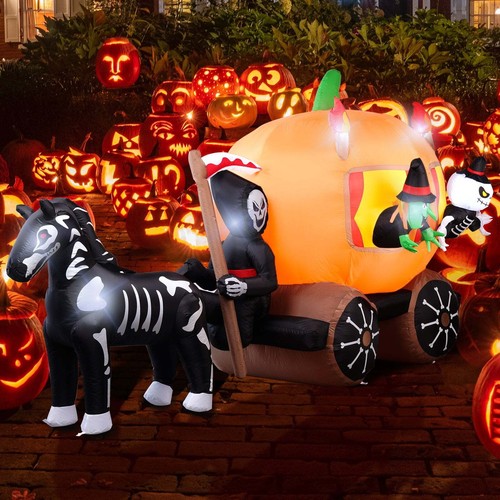 10ft Halloween LED Inflatable Pumpkin Carriage | eBay