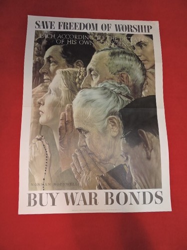 Original 1943 WWII WW2 poster: “SAVE FREEDOM of WORSHIP” by Norman ...