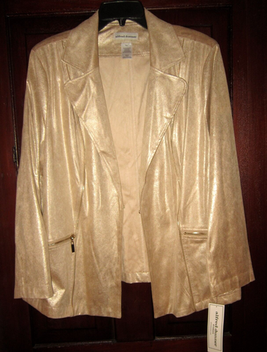Alfred Dunner Woman Plus New Sz 1X Emerald Isle Open Jacket Topper Gold ...