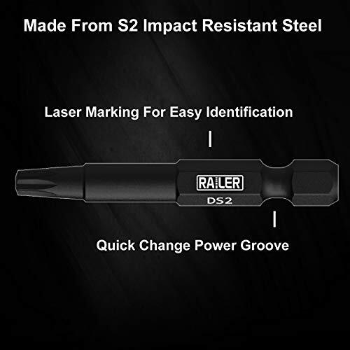 Railer 5 Pack Double Square 8 Point Star Bit Set. Premium S2 Steel 2 ...