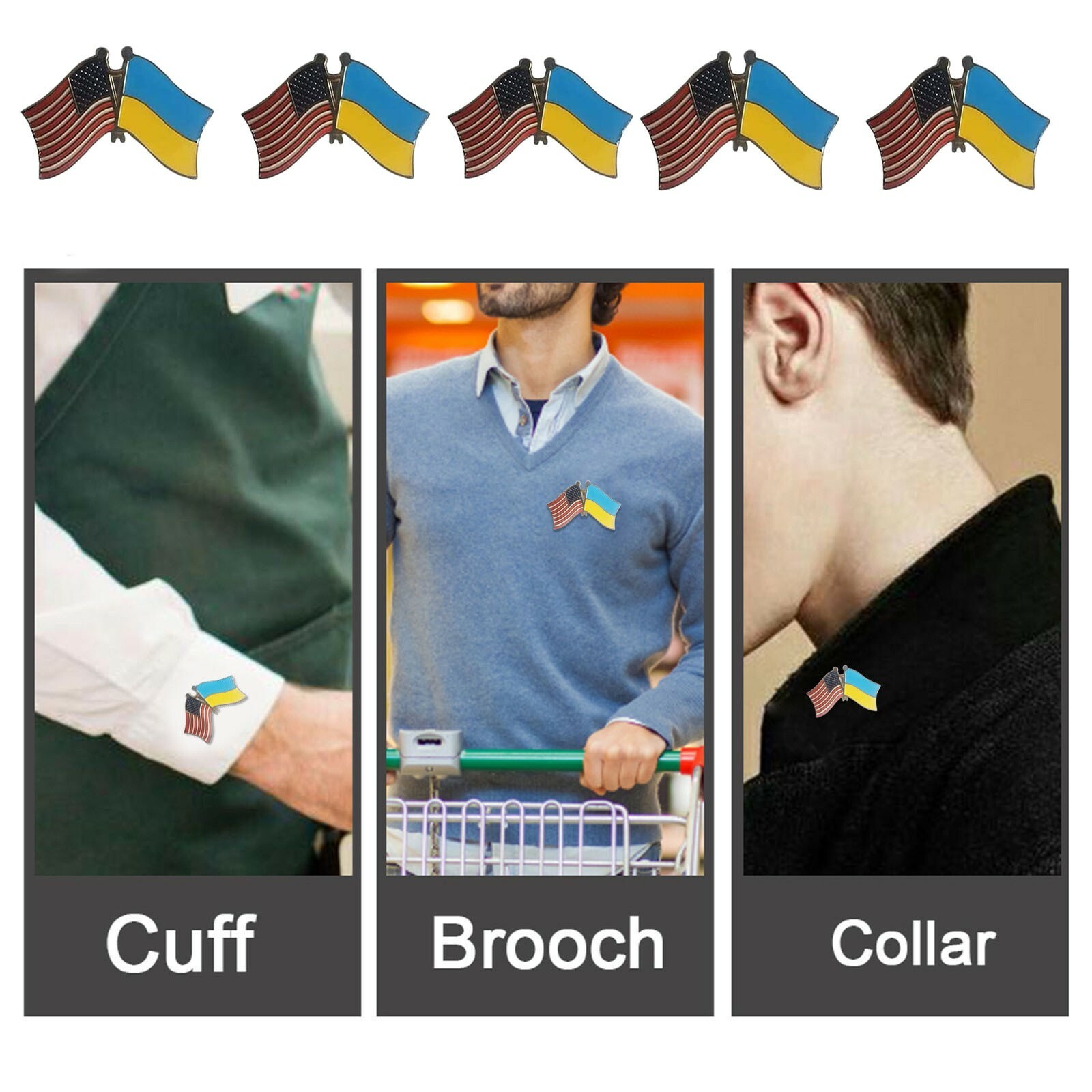 5PCS Ukrainian American Flag Pin Brooch Badge Pin Clothes Decoration ...