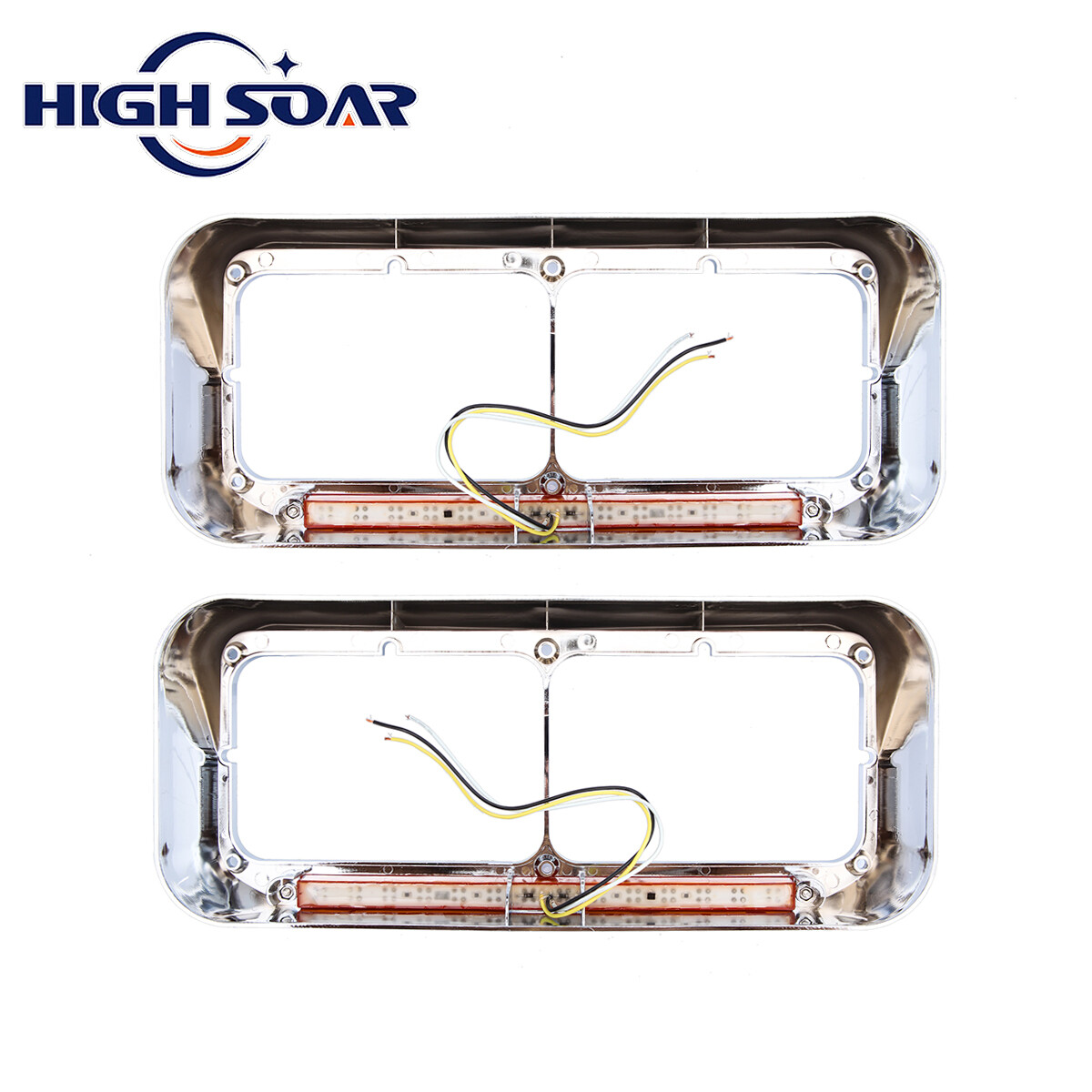 Pair Chrome 4x6 LED Headlight Bezel for Kenworth T600 T800 W900B ...