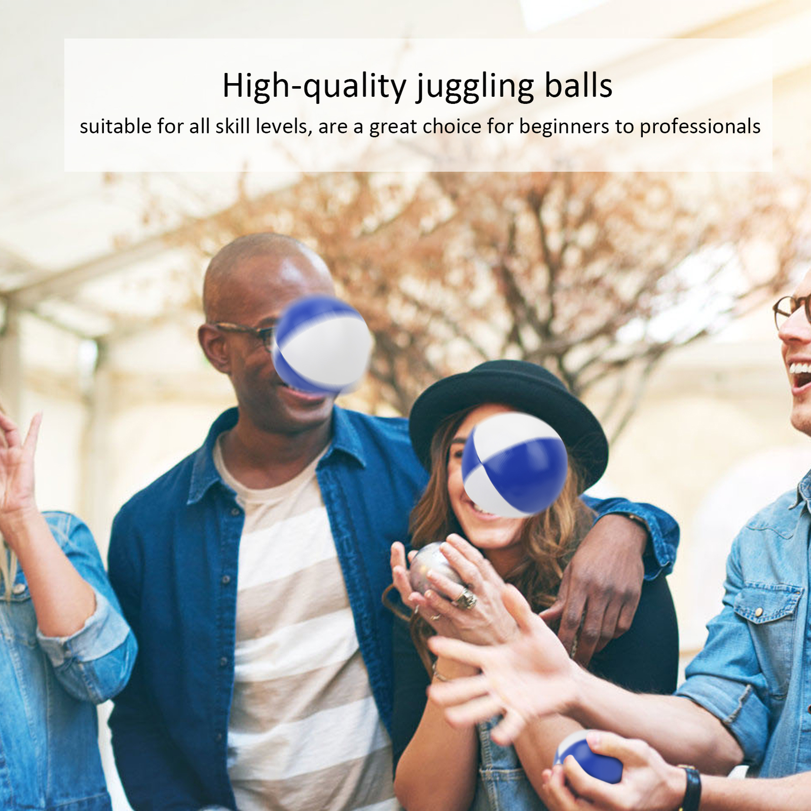 Blue White 3Pcs PU Leather Juggling Balls Indoor Leisure Portable ...