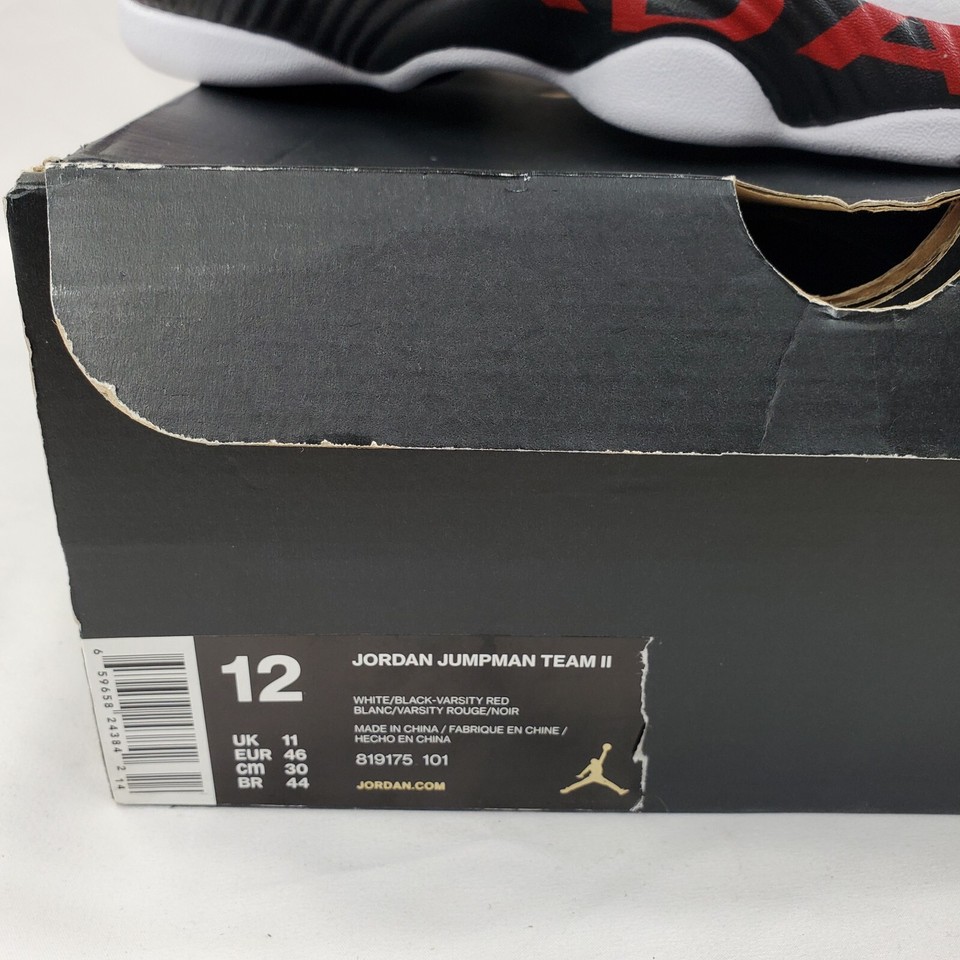 Nike Jordan Jumpman Team II 2 (Mens Size 12) White Black Red 819175-101 ...