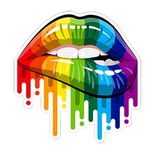 Sexy Lip Rainbow Decal Stickers on Motorcycle Wheel Hub Styling Label ...